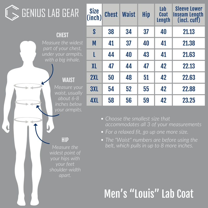 The "Louis" Men's Cotton Lab Coat - Genius Lab Gear