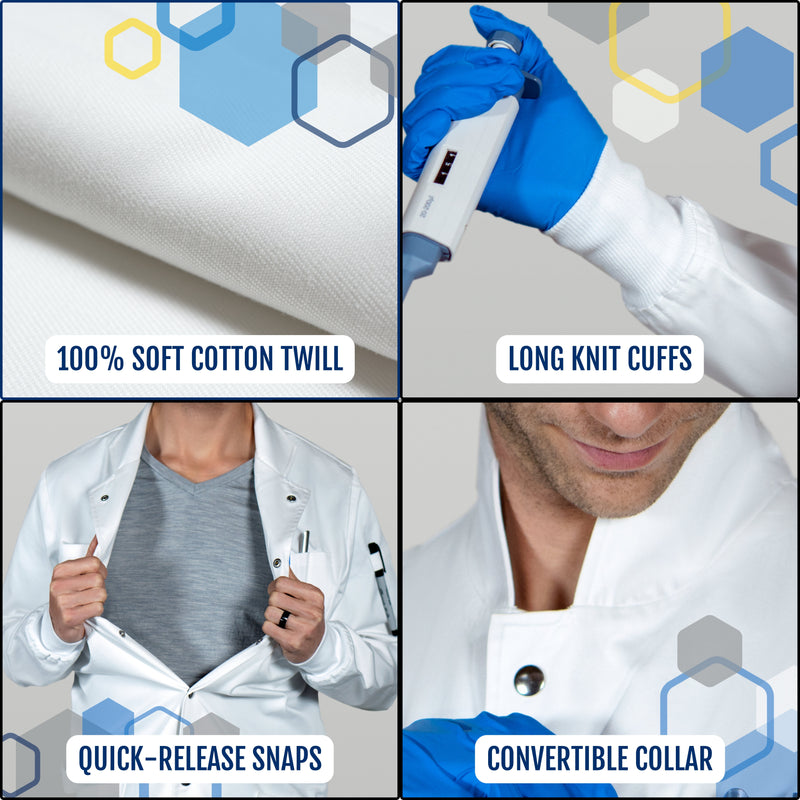 The "Louis" Men's Cotton Lab Coat - Genius Lab Gear