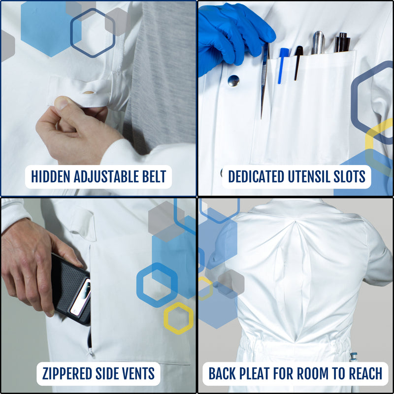 The "Louis" Men's Cotton Scientist Lab Coat - Genius Lab Gear