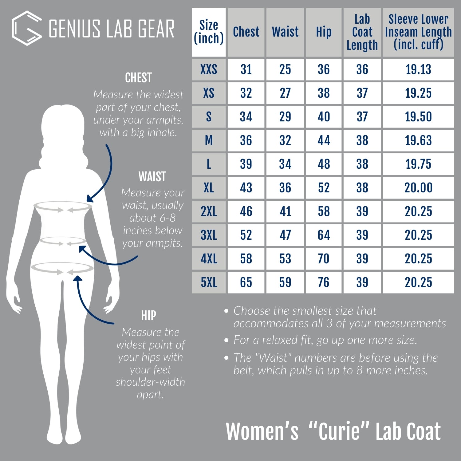 The "Curie" Women's Cotton Lab Coat - Genius Lab Gear
